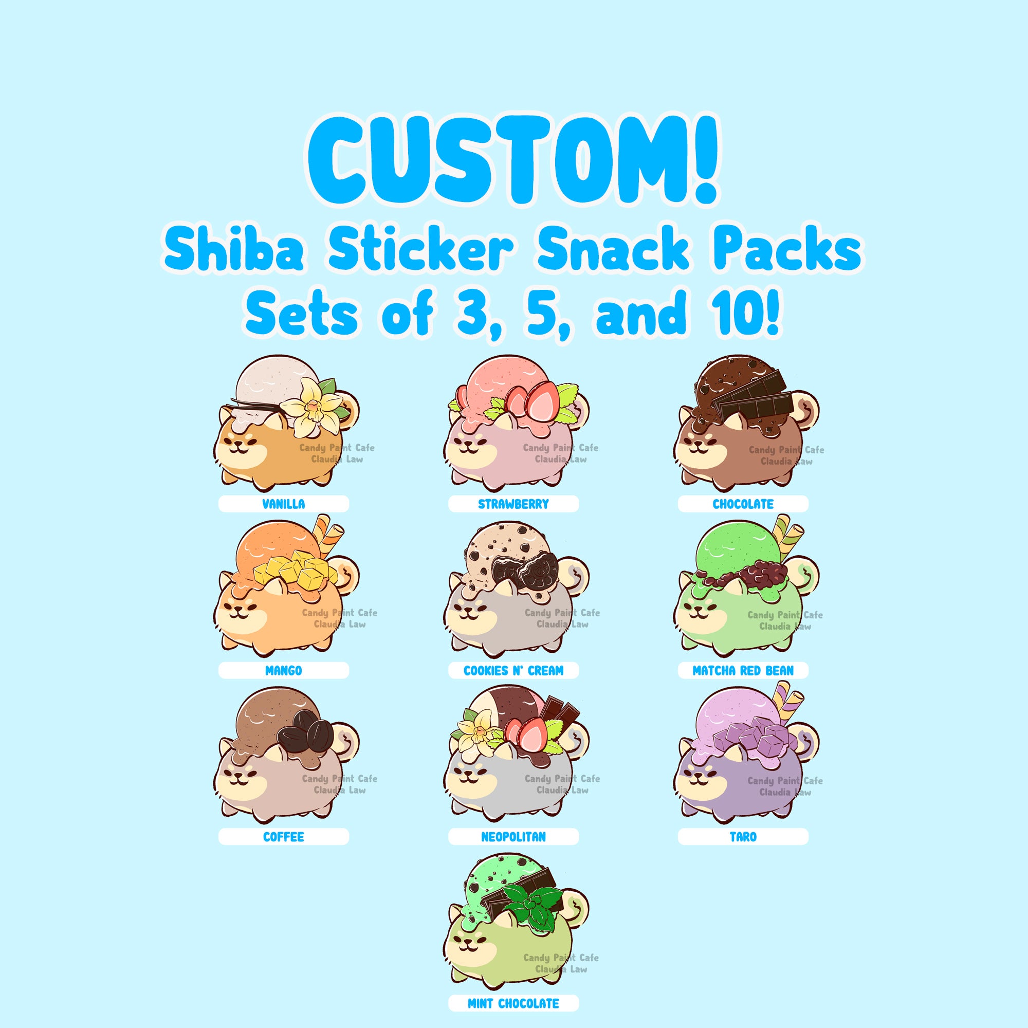 Stickers - Shiba - Custom Packs (3, 5, and 10) – Candy Paint Cafe